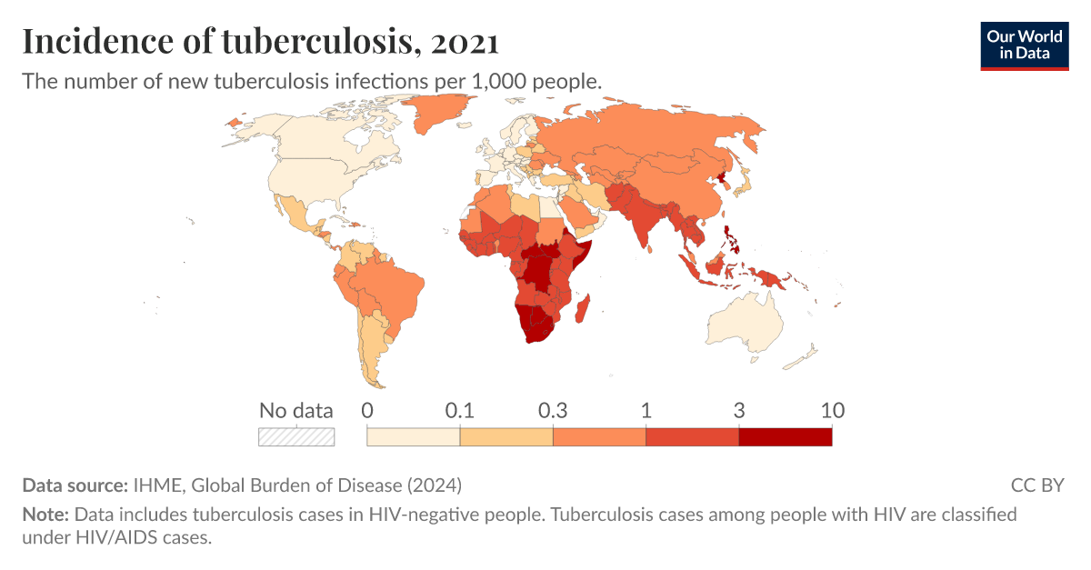 Incidence of tuberculosis - Our World in Data