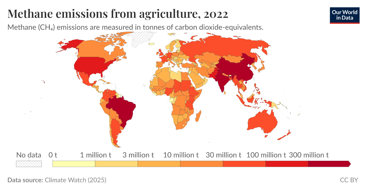 Methane emissions from agriculture - Our World in Data