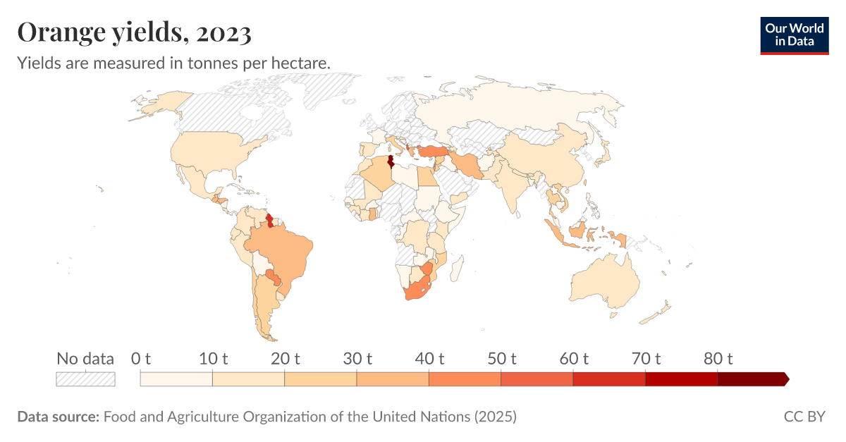 Orange yields - Our World in Data