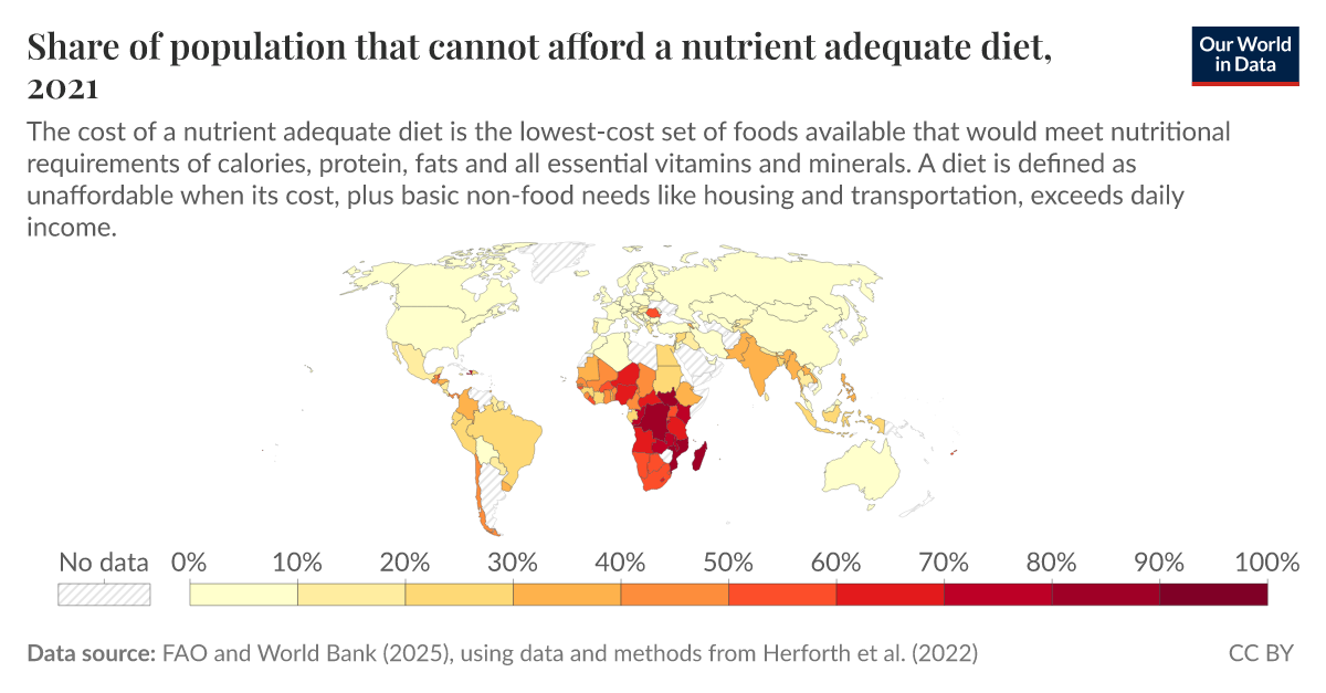 Share of population that cannot afford a nutrient adequate diet - Our ...