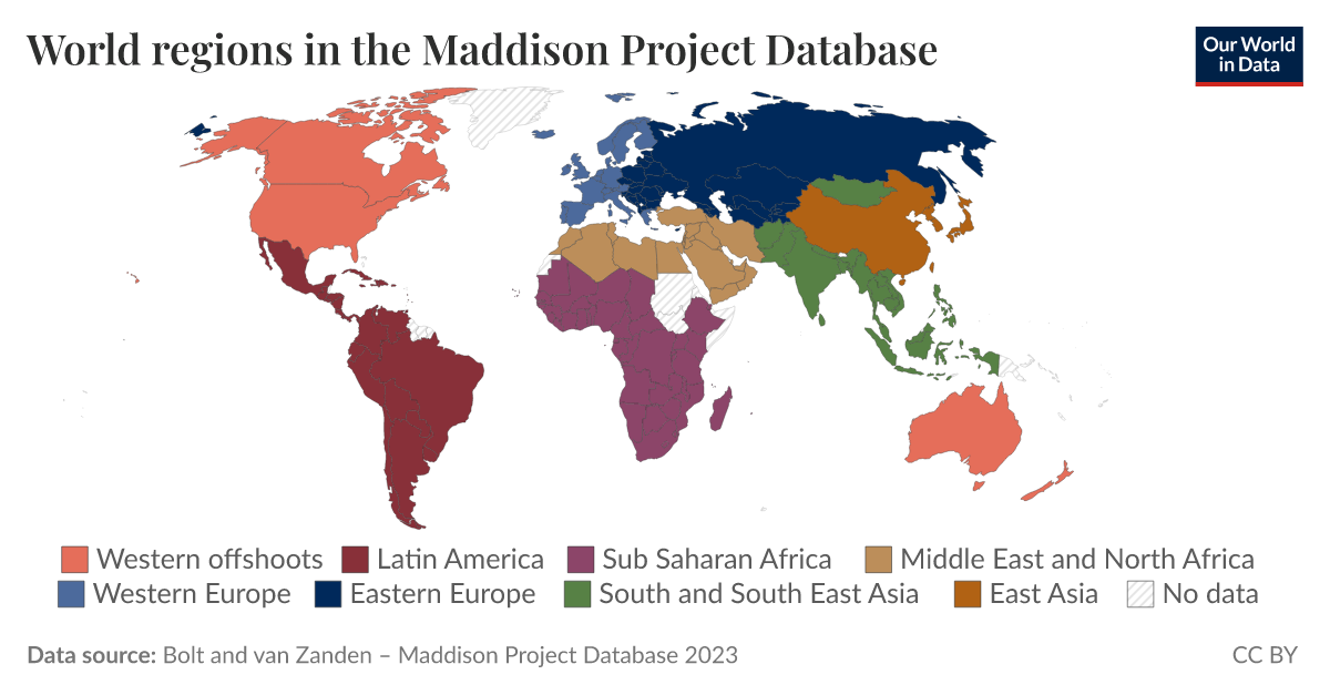 World regions in the Maddison Project Database - Our World in Data